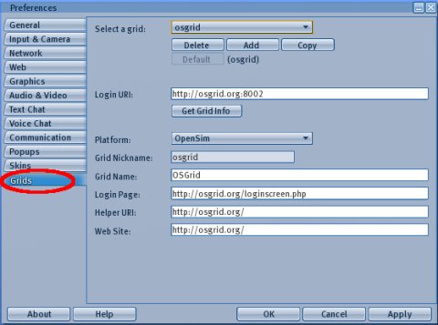 Grid Manager - Hippo OpenSim Viewer